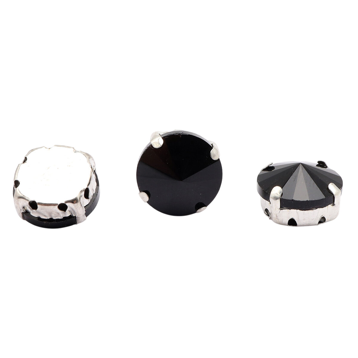 Стразы в цапах хрустальные круглые 12 мм, 3 шт, Astra&Craft (черный)