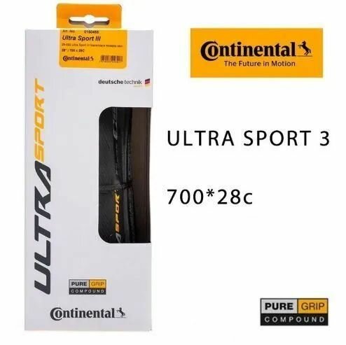 Шоссейная покрышка Continental Ultra Sport III 700x28С с улучшенным протектором и компаундом PureGrip для надежного сцепления