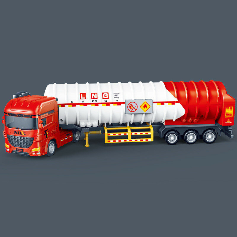 Heavy gas transport toy truck for children with interactive features and safe plastic material
