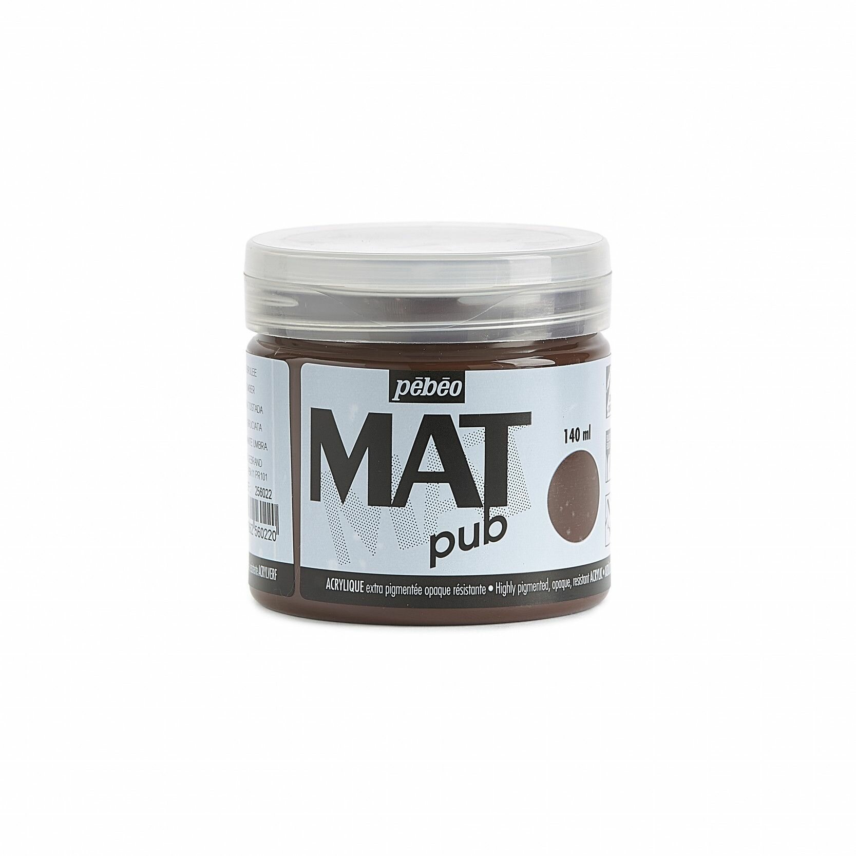 PEBEO Mat Pub краска акриловая, экстра матовая №1 140 мл, Умбра жженая, 256022