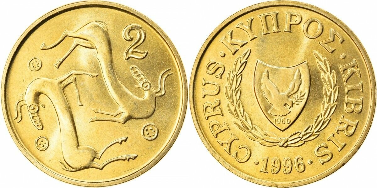 Кипр 2 цента, 1991 - 2004 Коза XF
