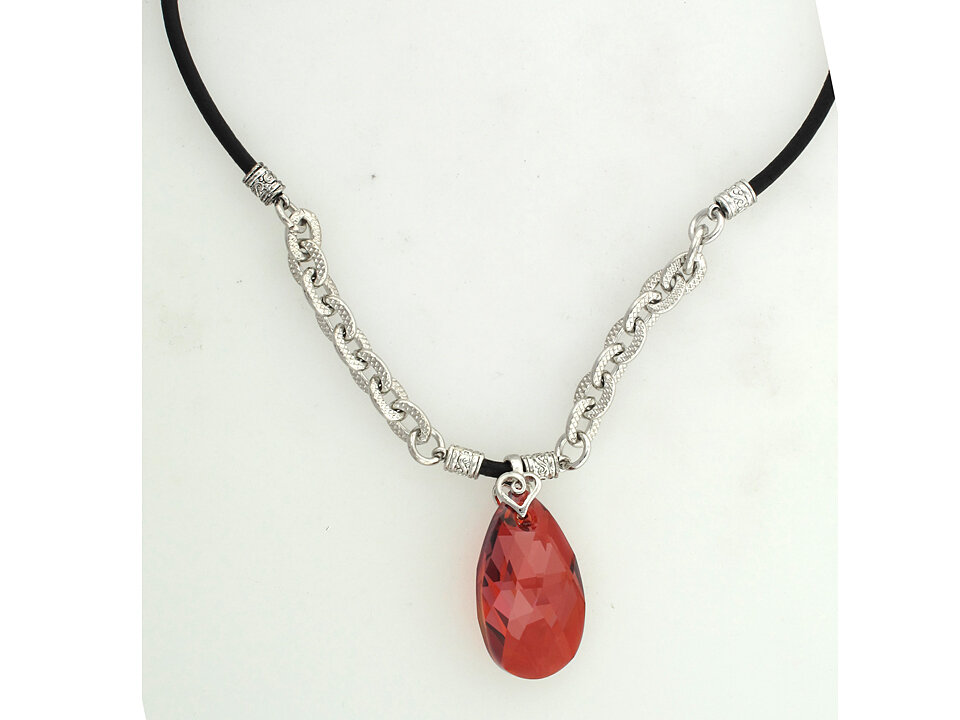 Колье, кристаллы Swarovski, кожа