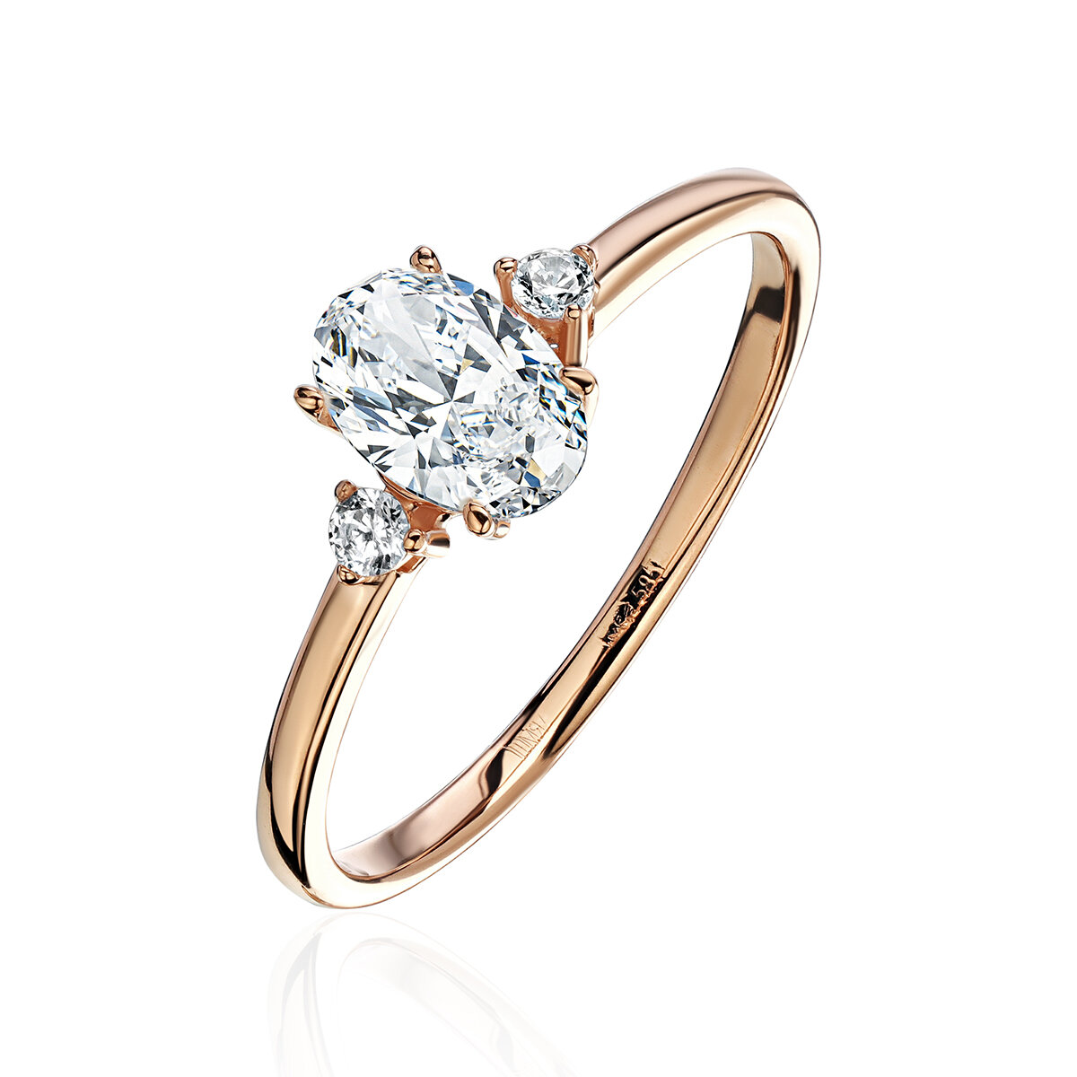 Кольцо, красное золото, 585 проба, фианит