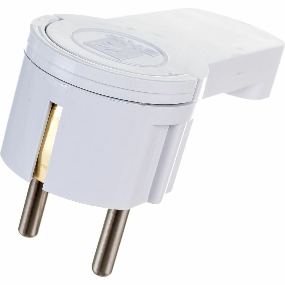 Вилка угловая плоская «стелс» 16А 250В с заземл. бел. PROxima EKF AVYF16-10-r