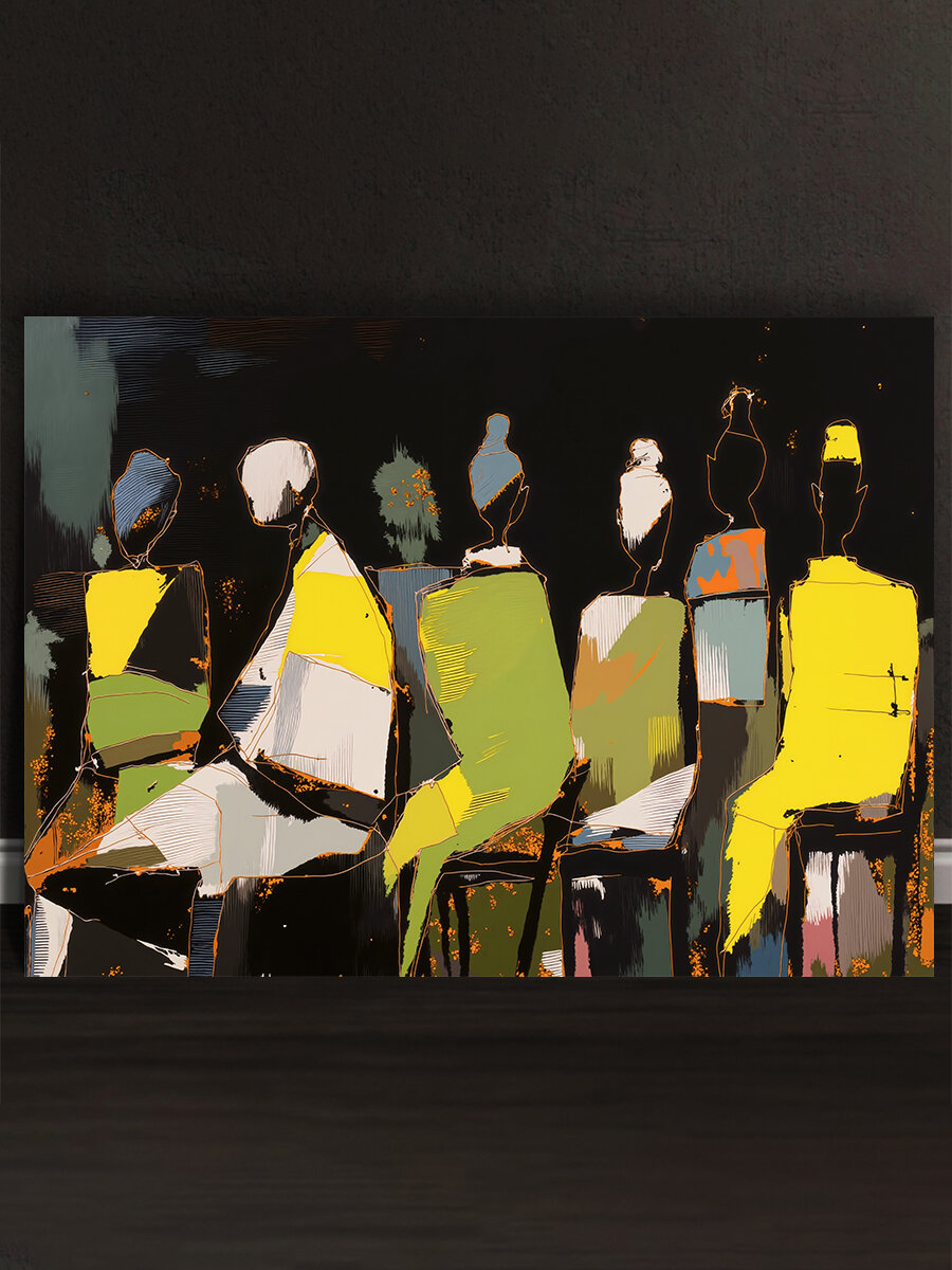 Картина интерьерная - "Абстрактные люди, силуэты" , 40х60 см.