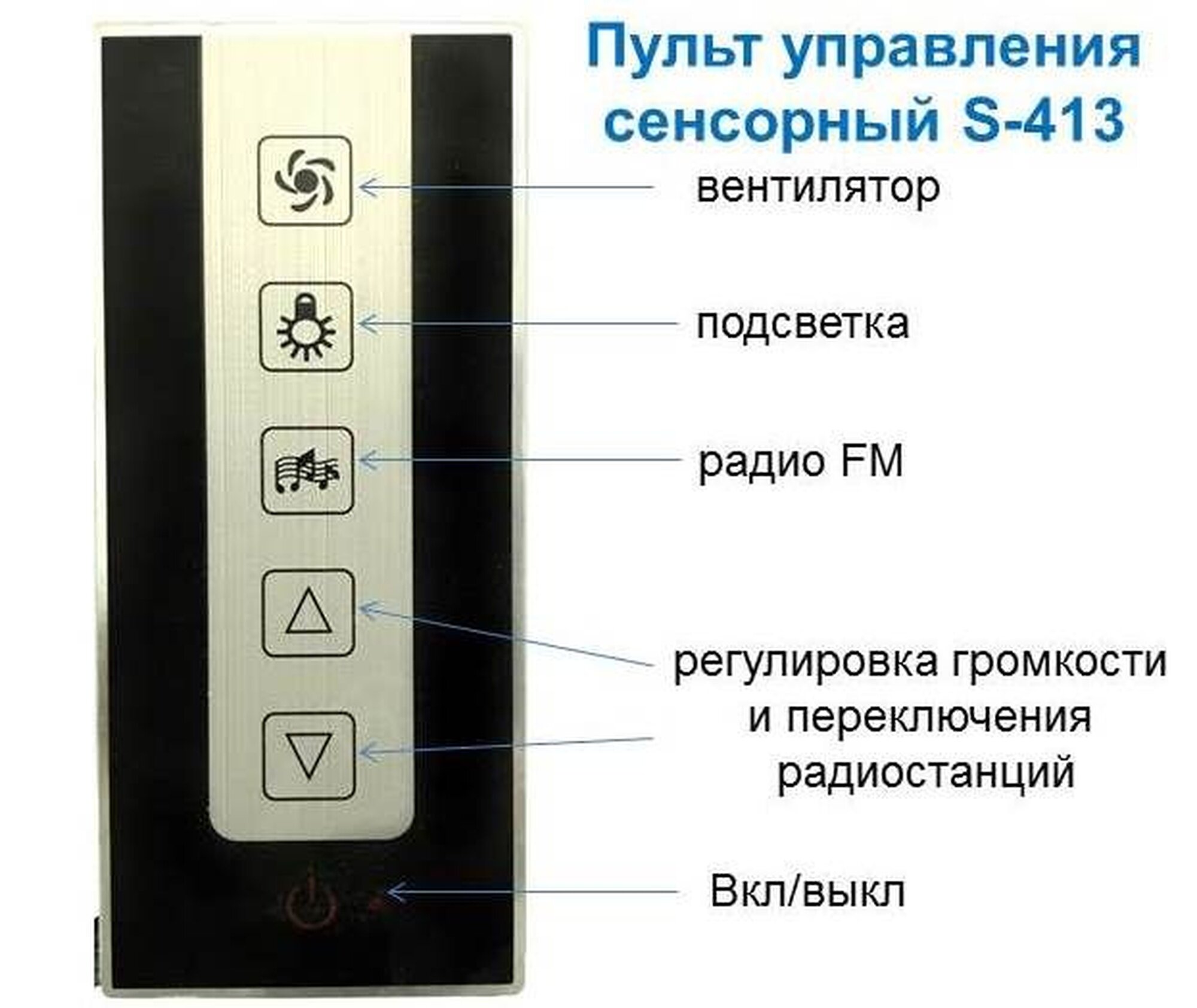 Пульт управления душевой кабины S-413, внешний размер 17x7.5см