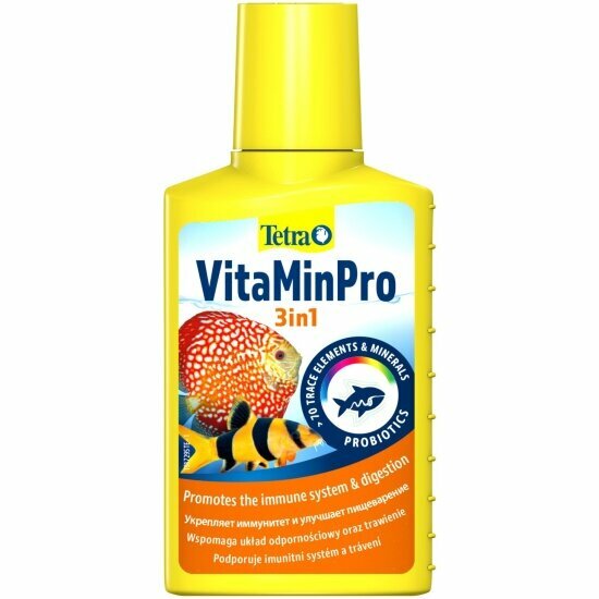 Кондиционер для воды в аквариуме Tetra VitaMinPro 3in1 с витаминами и жизненно важными веществами для здоровья аквариумных рыб 100 мл