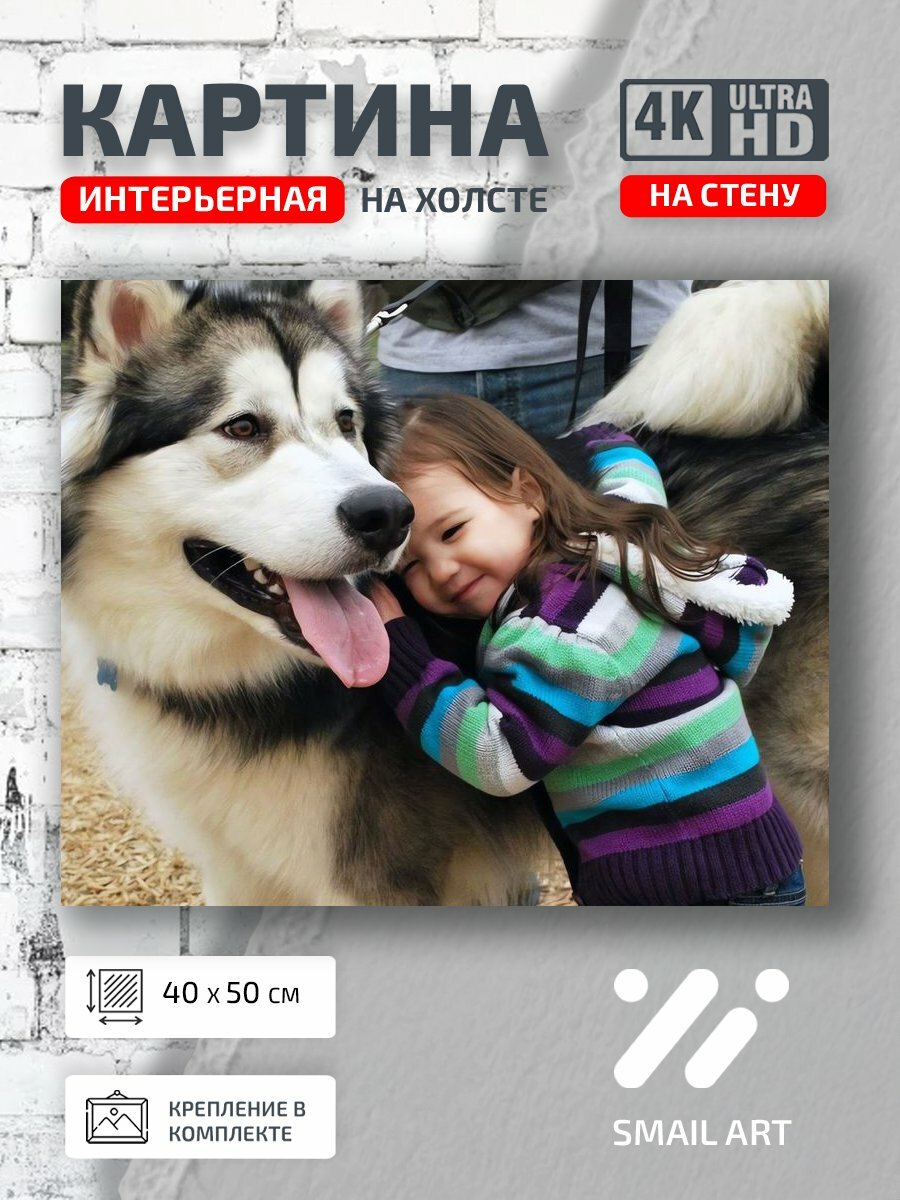 Картина на холсте интерьерная 40 на 50 на стену Собака Animal для кабинета animal style