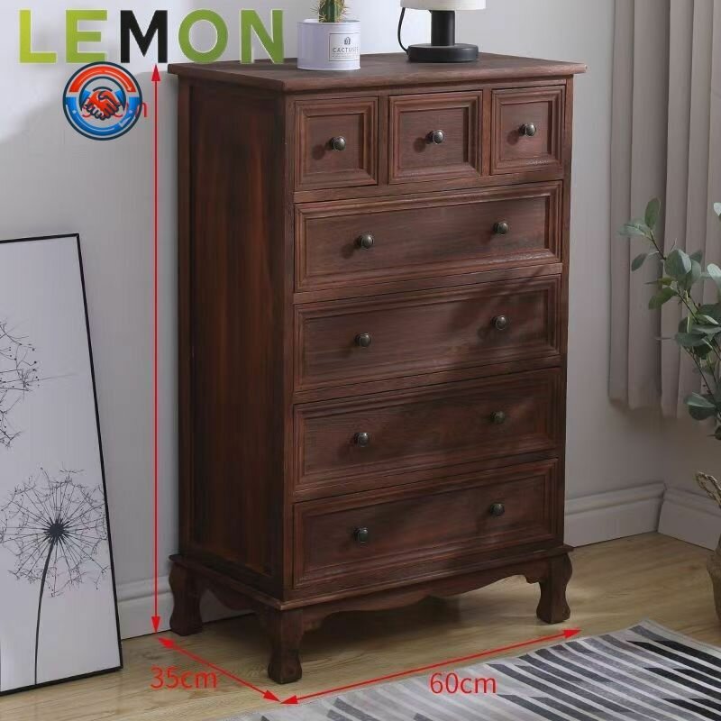 Комод из массива дерева с выдвижными ящиками, универсальная тумба для спальни и гостиной, компактная тумбочка для прихожей, 60x35x95 см