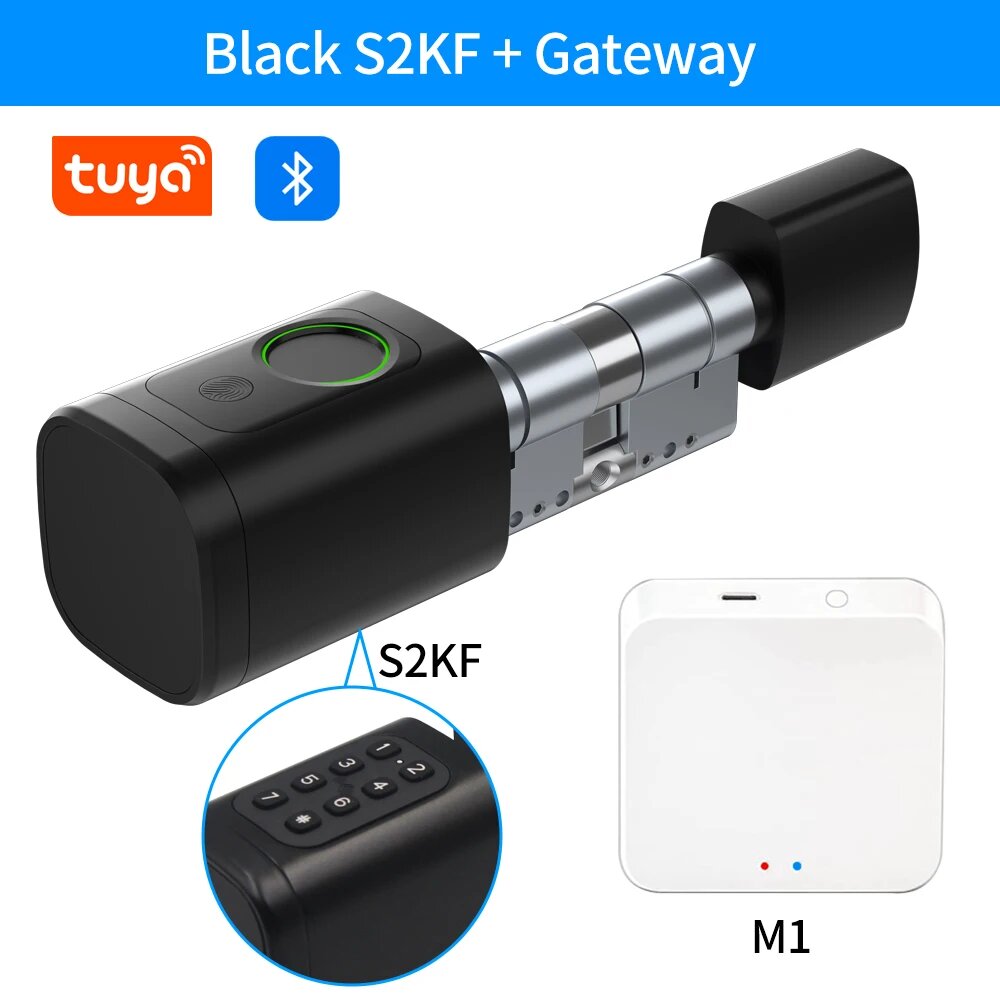 Умный Цифровой Замок С Отпечатком Пальца Tuya, Электронный Цилиндровый Замок С Bluetooth, Картой И Механическим Ключом