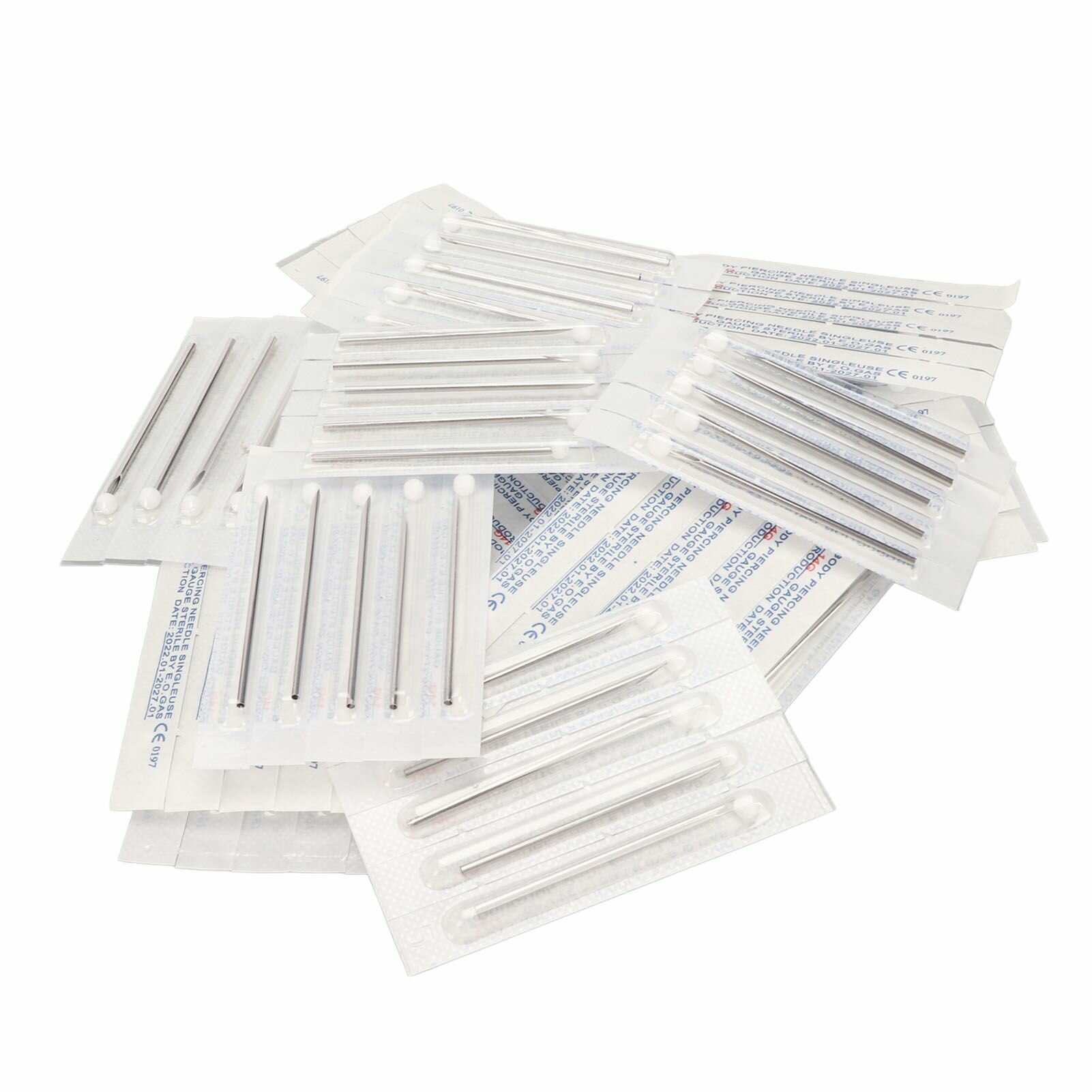 100 шт. игл для пирсинга тела 14G, одноразовые, из нержавеющей стали для ушей, носа, пупка, сосков и губ