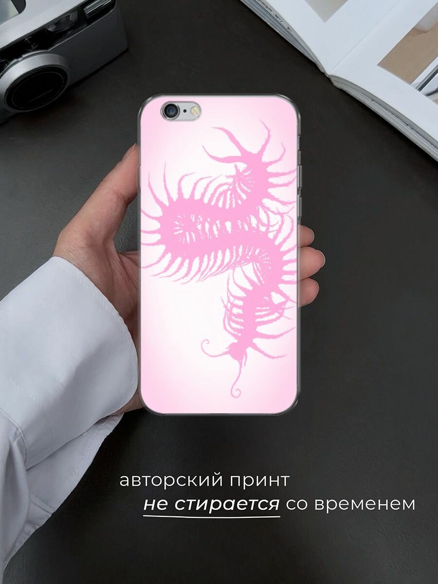 Чехол на Apple iPhone 6 / Айфон 6 с принтом Розовая многоножка — фото 1