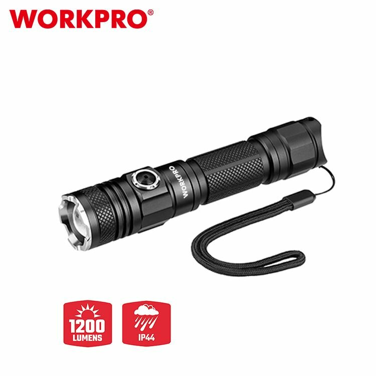 Фонарик светодиодный 1200LM перезаряжаемый, 6 режимов WORKPRO