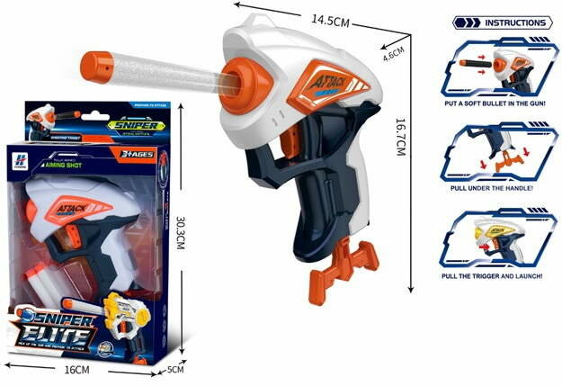 Бластер Attack Foes 14,5 см с мягкими пулями (4 шт) 9006B-2 с 6 лет