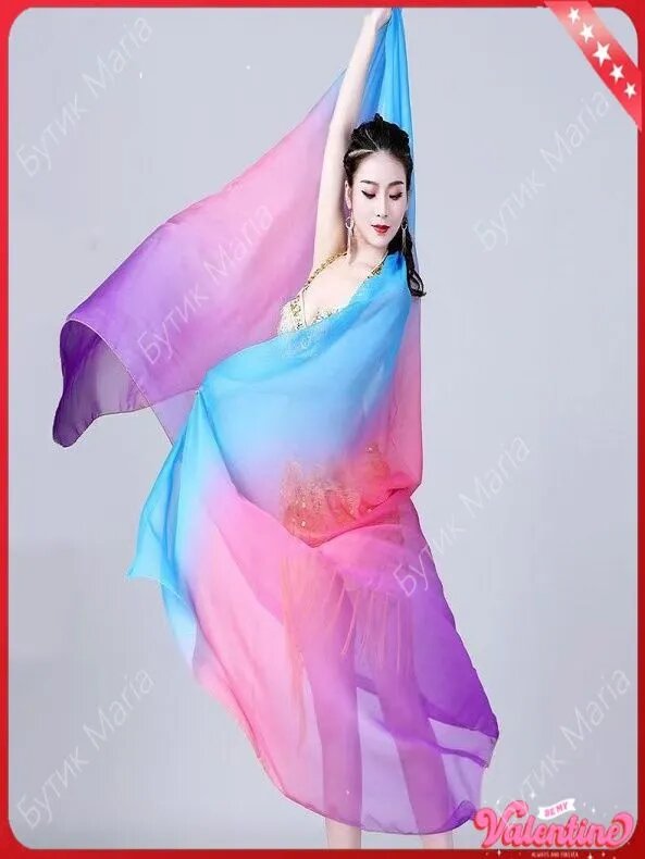 Платок шаль для восточных танцев, Веерообразный, 220*120 см