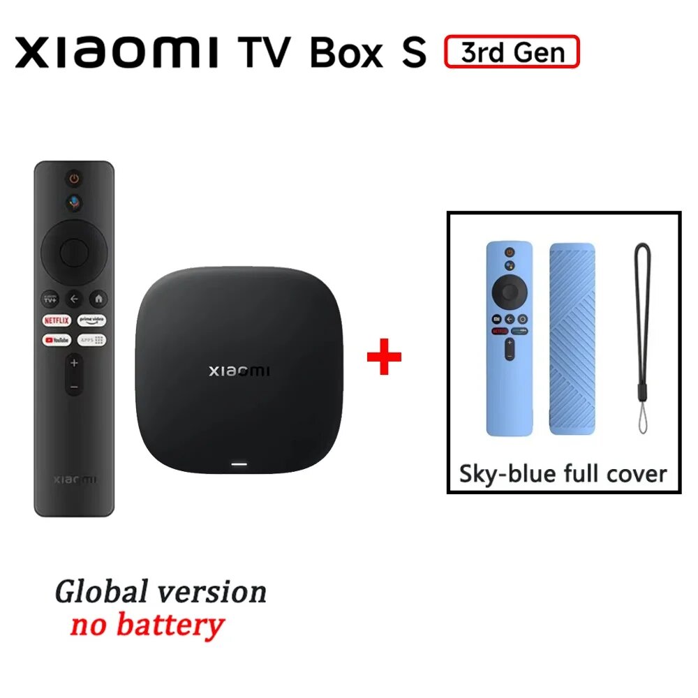 Xiaomi Mi TV Box S 3-го поколения 32 ГБ черный Add blue case