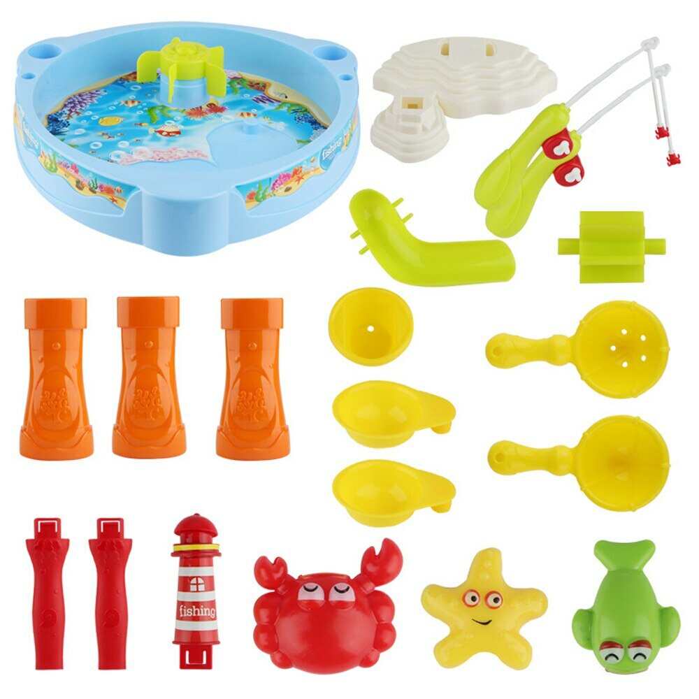 Электрический ловец ребенка рыбалки игрушки с музыкой и свет дети рыбалки игры набор забавные классические игрушки подарок рыбалки игрушки для детей (синий)