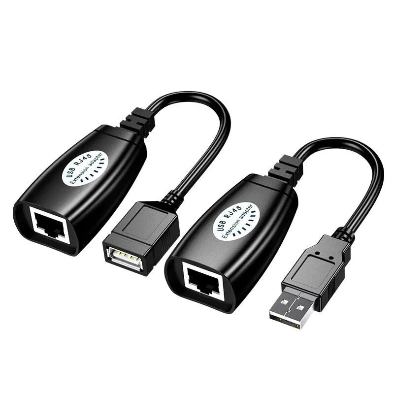 Кабель для интернет-соединения USB 2.0 Type-A/RJ-45, 50 м, черный