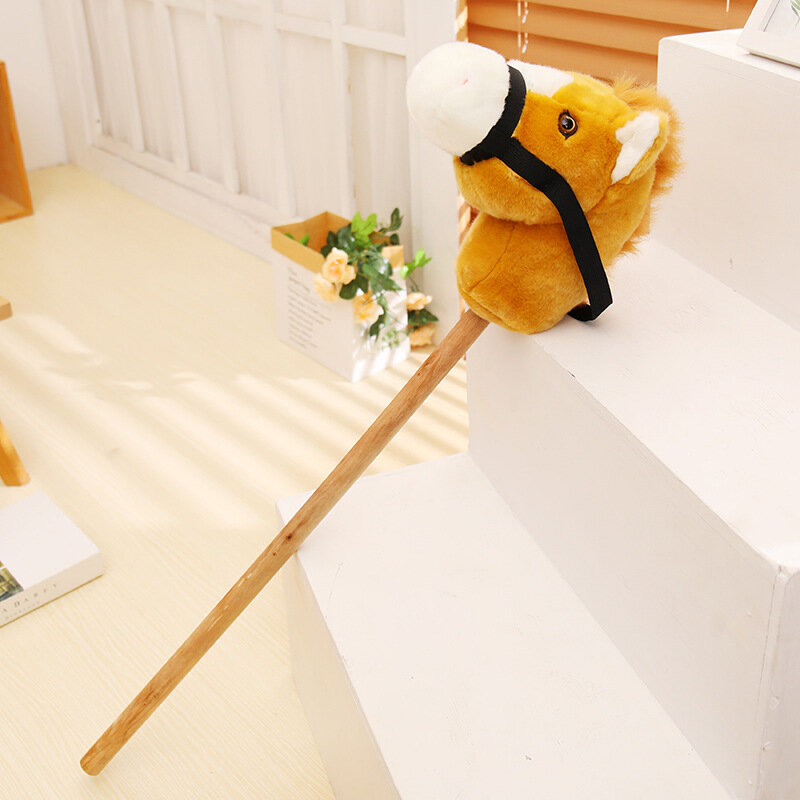 Новая ведущая плюшевая игрушка голова лошади на палке, игра для детского сада, сценический реквизит, реалистичная маленькая лошадка