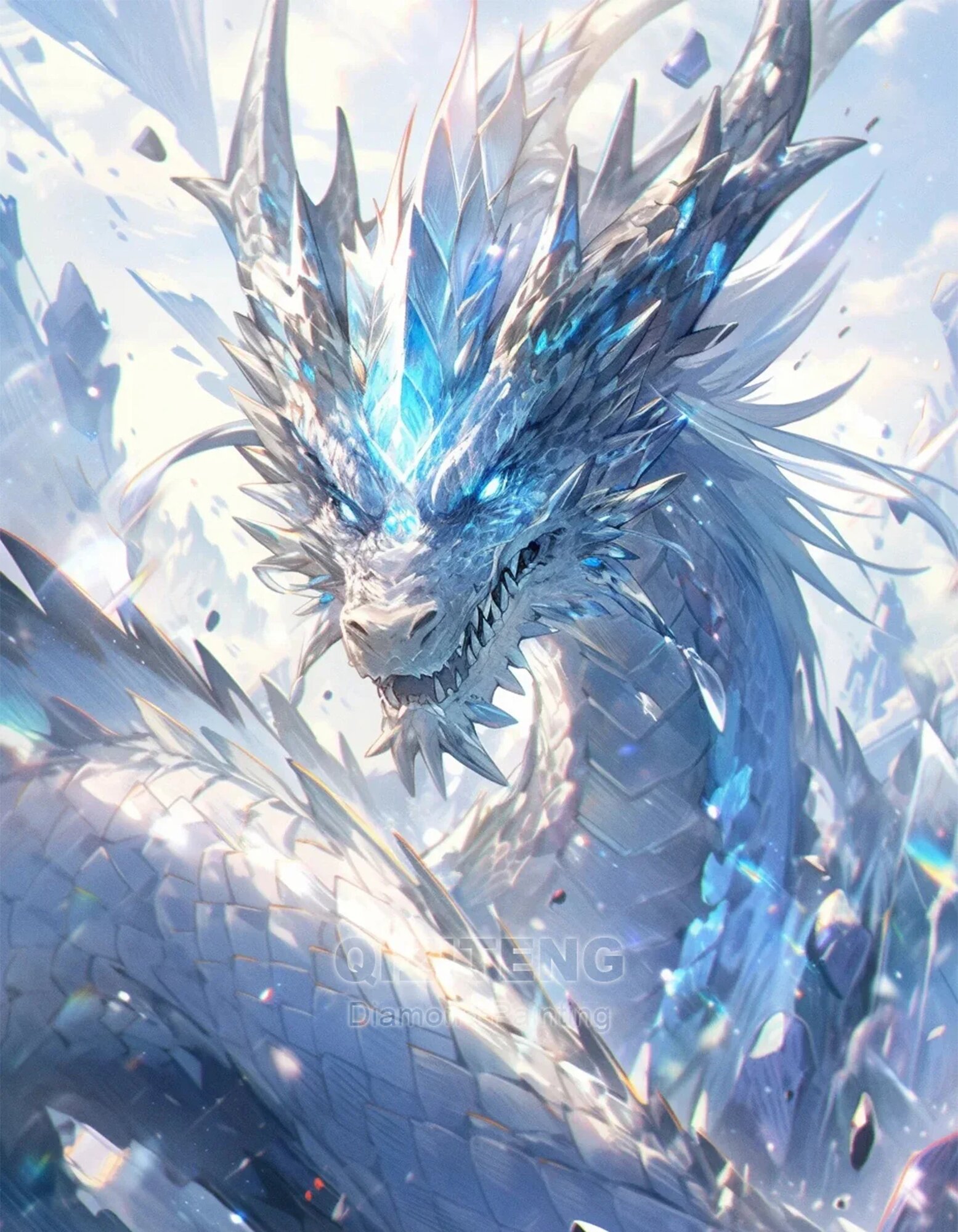 Алмазная живопись QIZITENG Китайский дракон 20x30cm AB Round, XP-3713