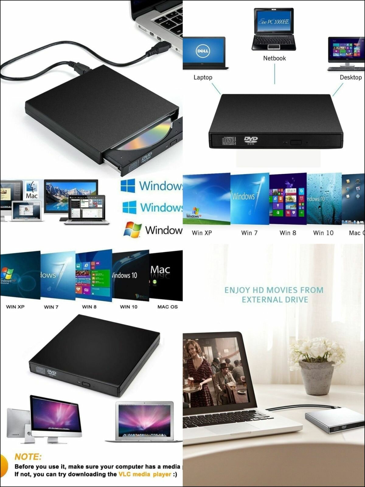 Внешний CD-RW записывающий и читающий DVD/CD плеер USB2.0