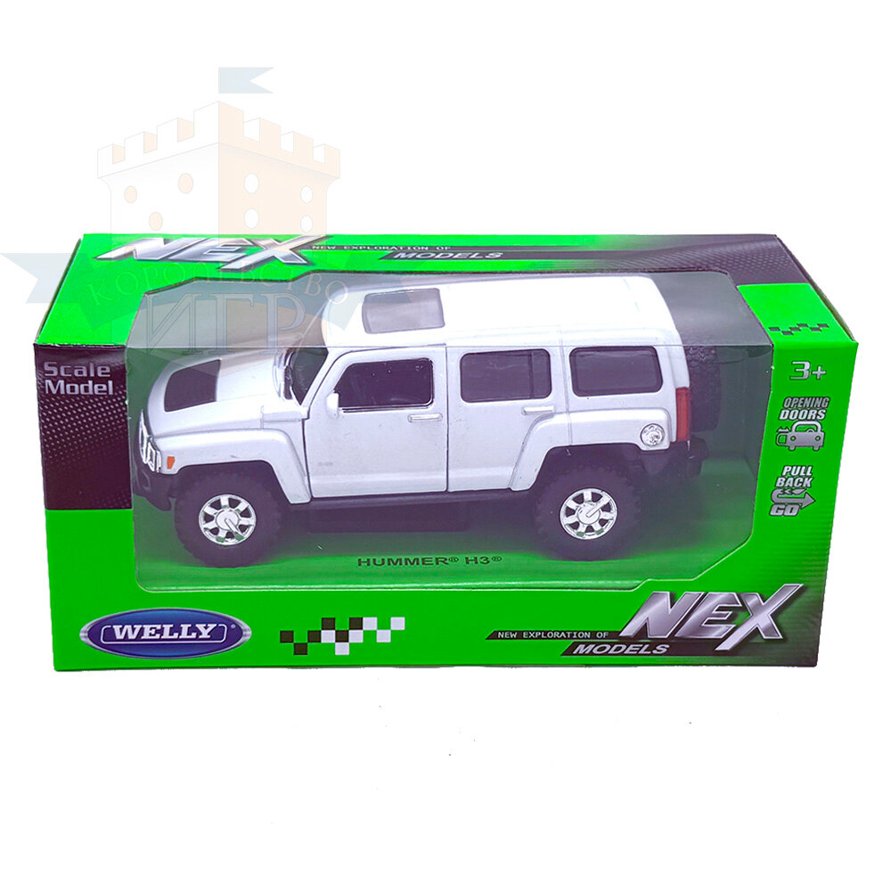 Машинка Welly Hummer H3, белый, 1:36, арт.39887CW-W, коллекционная