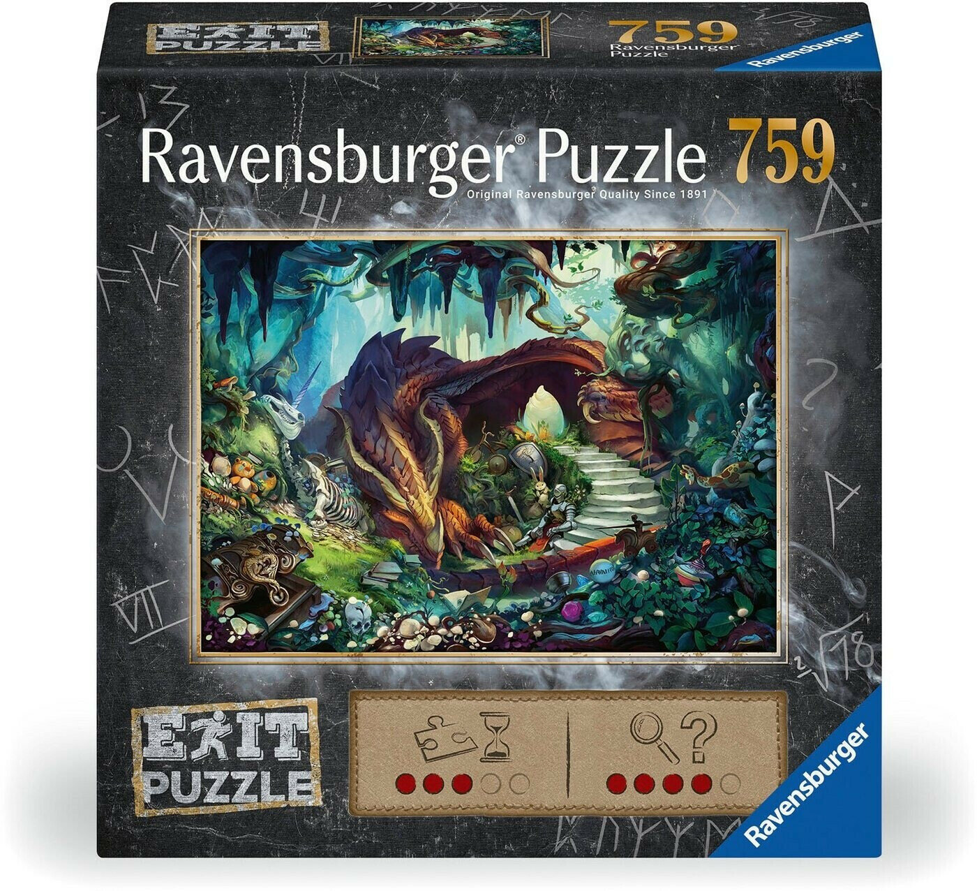 Пазл для взрослых Ravensburger 759 деталей, элементов: Пещера дракона (Пазл для взрослых-квест)