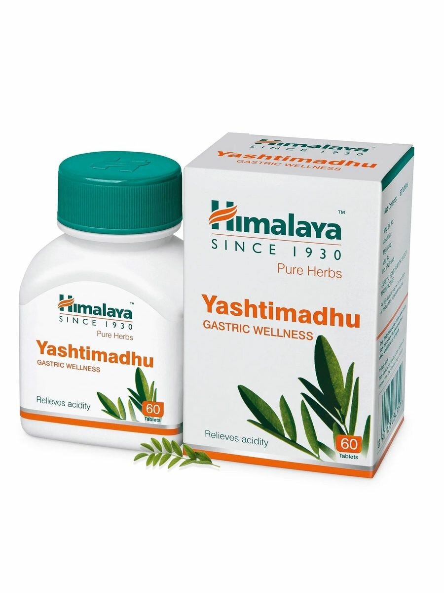 Яштимадху (Yashtimadhu Himalaya Herbals), для здоровья ЖКТ, 60 таб.