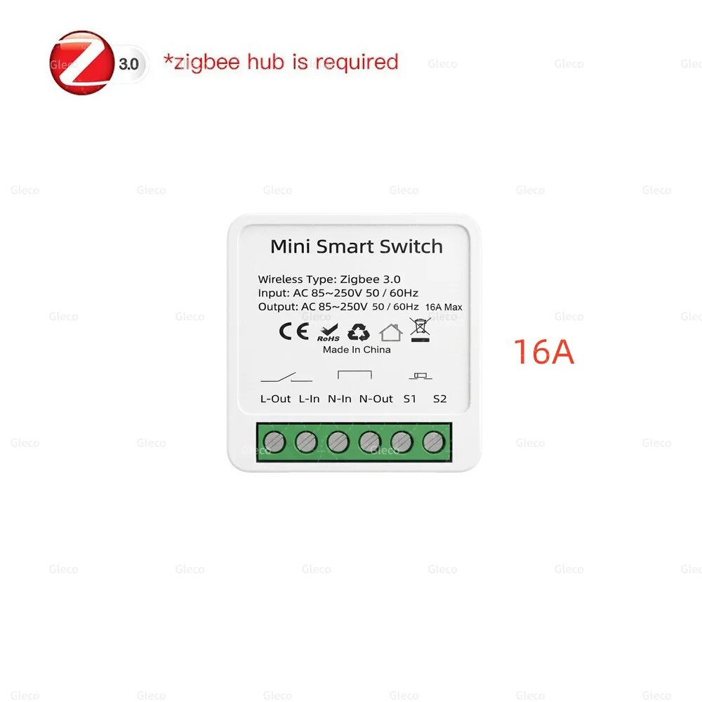 Coolo Zigbee умный выключатель 1/2/3 клавишного 1CH Zigbee