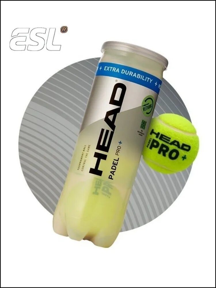 Head Padel Pro+ Мячи для падел тенниса, комплект из 3 штук, Артикул: 3054838790