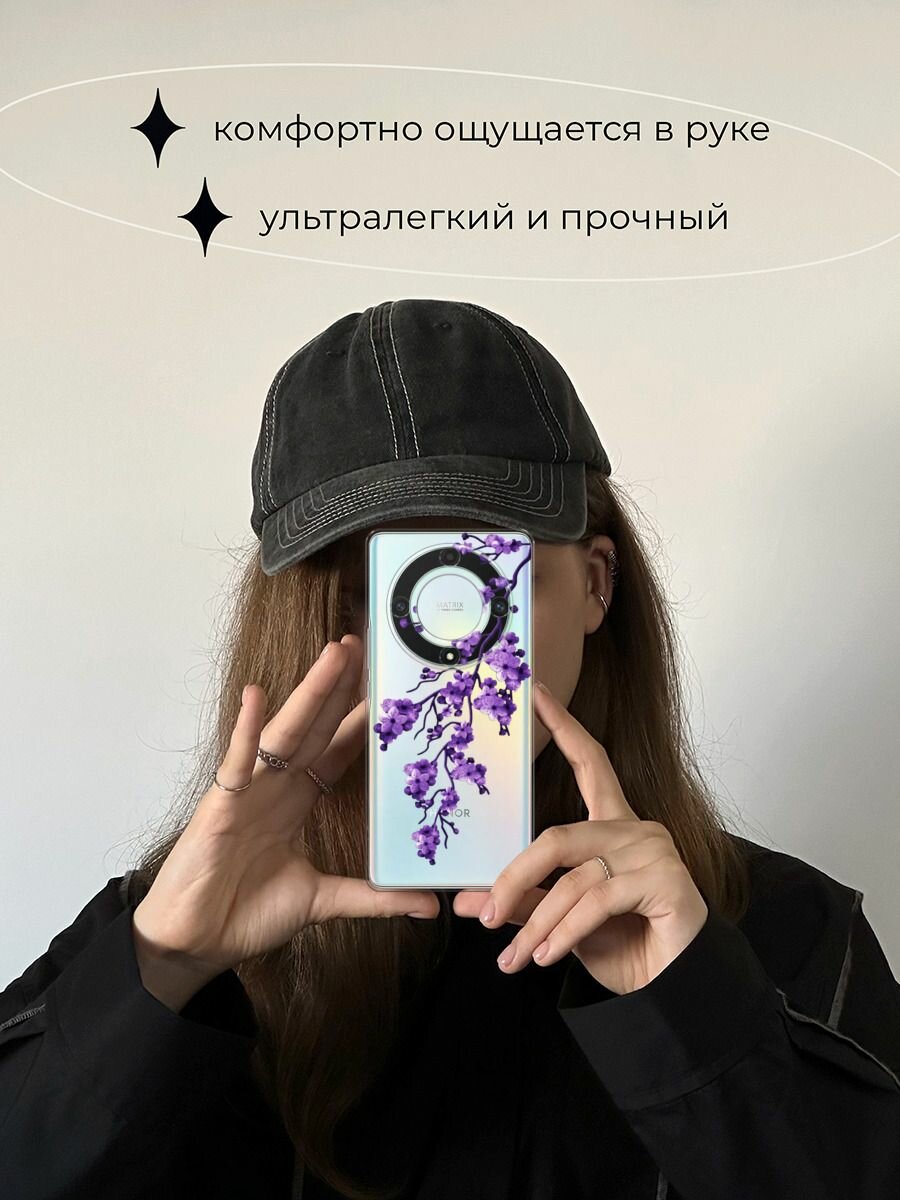 Силиконовый чехол на Honor X9A / Хонор X9A с принтом Фиолетовая сакура — фото 1