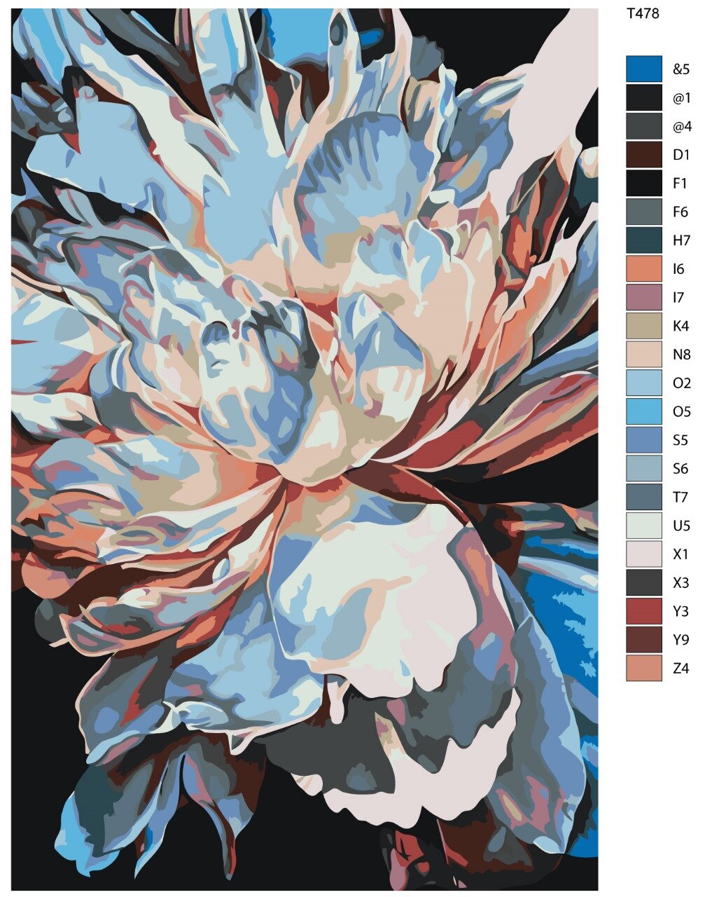 Картина по номерам T478 "голубая гортензия" 50Х70