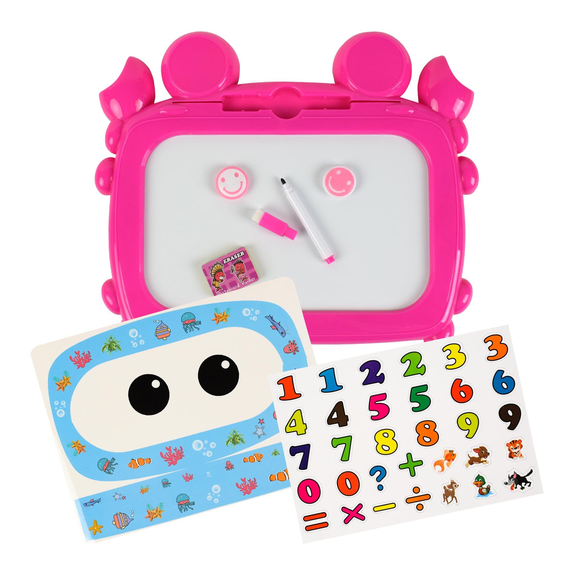 Планшет для рисования Miksik "Краб", розовый, 2 в 1, маркерная поверхность, пластик