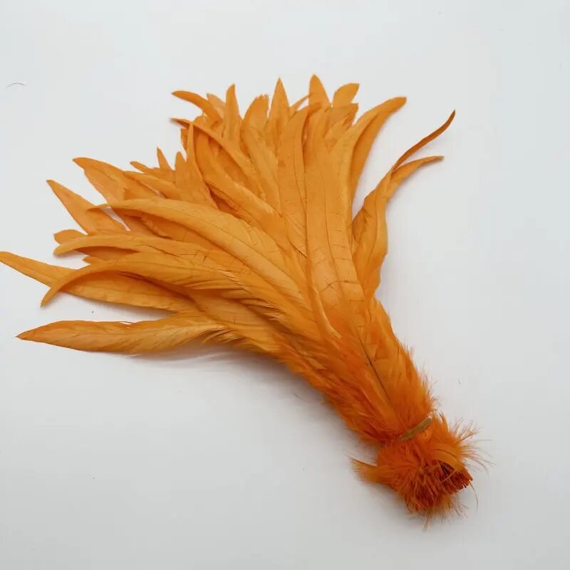 Натуральные перья петушиного хвоста черновато-зеленые 25-45 см 100 шт. Оранжевый, 25-30cm, Orange