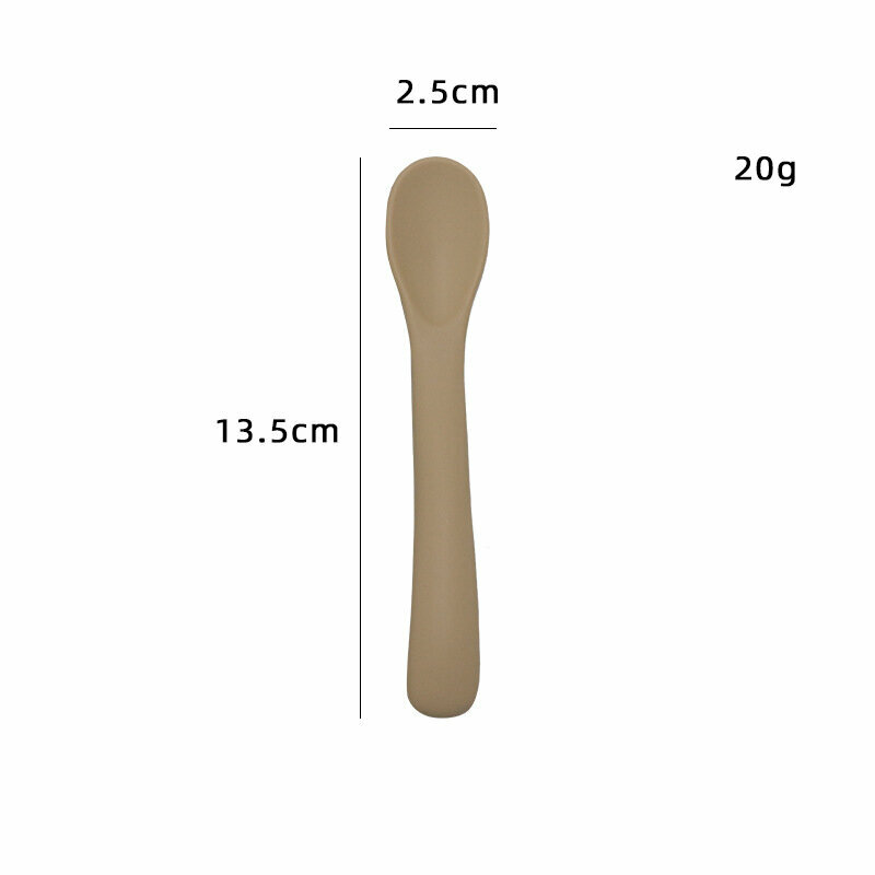 Маленькая изогнутая ложка для малышей с силиконовой ручкой, цвет хаки, посуда для кормления