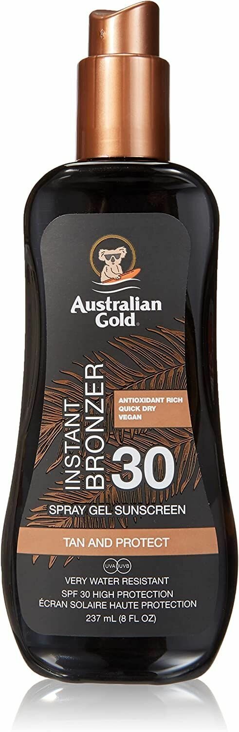 Australian Gold SPF 30 BRONZER лосьон спрей защита на солнце c бронзаторами (237 мл)