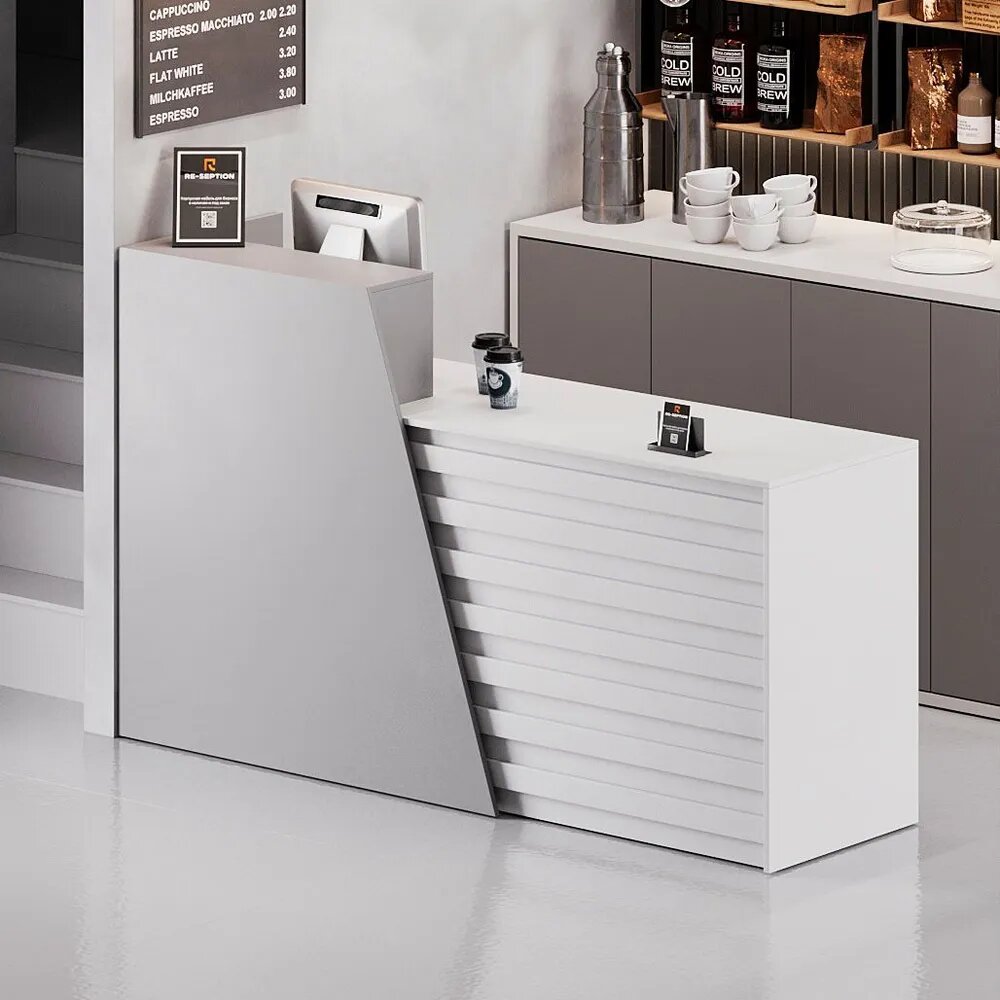 Барная стойка "Спейс" Белый/Серый Шифер/ 1800х1200х600, Без подсветки