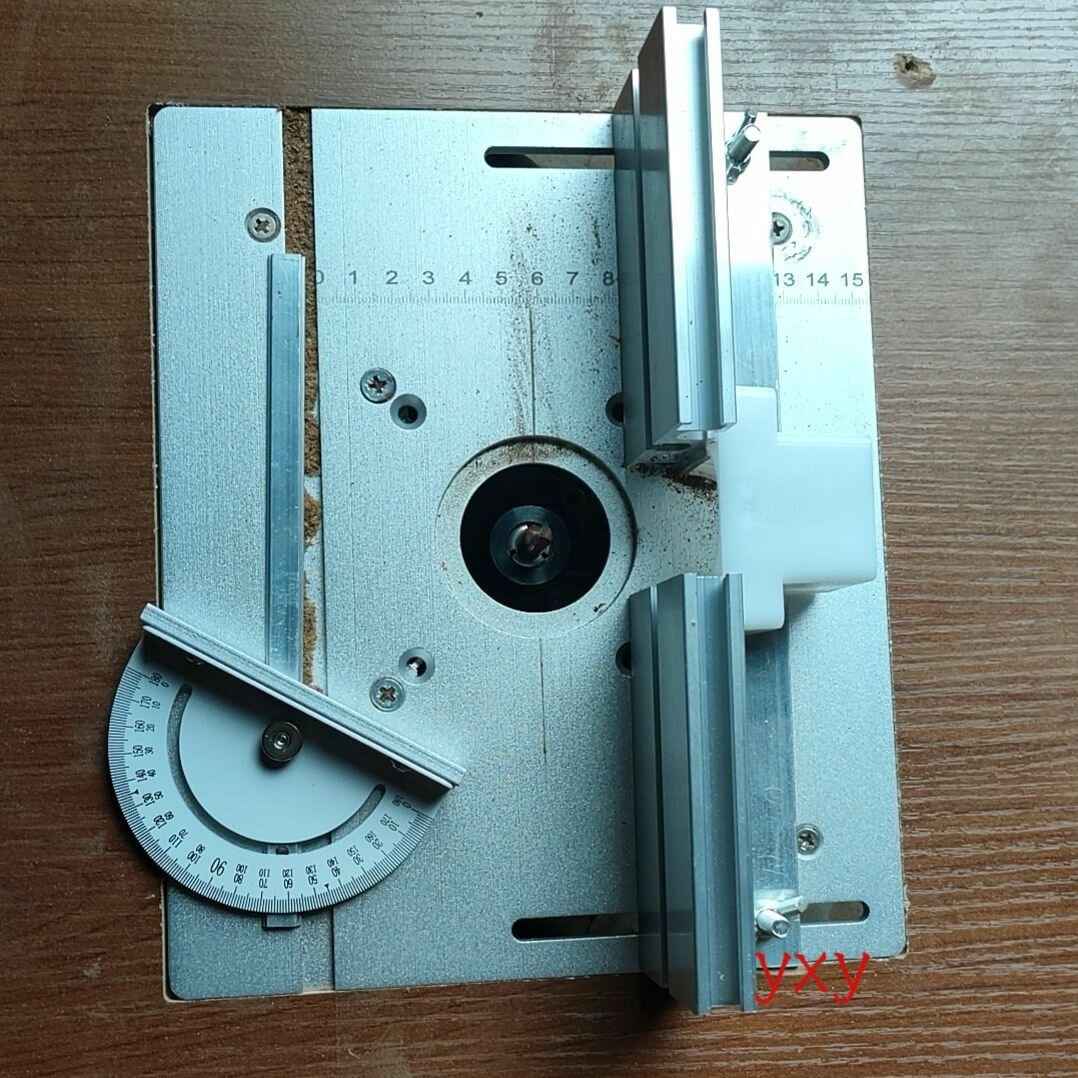 Алюминиевый фрезерный стол, вставная пластина, деревообрабатывающий триммер, электрическая откидная пластина для фрезерования древесины с угловым датчиком для рабочих столов-yxy