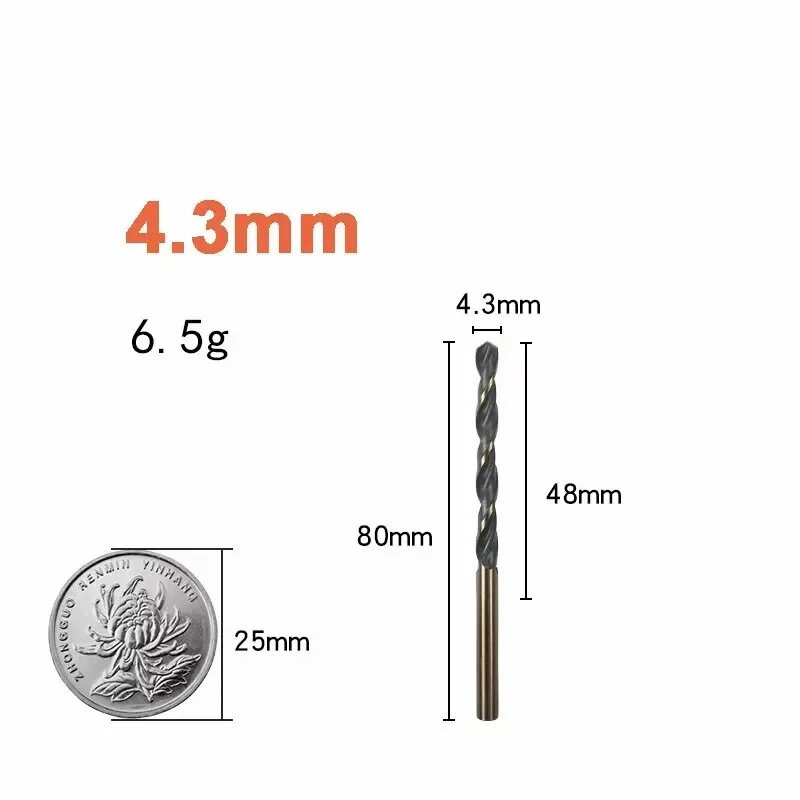 Кобальтовые спиральные сверла из быстрорежущей стали 0,5-14 мм 4.3mm-1Pcs
