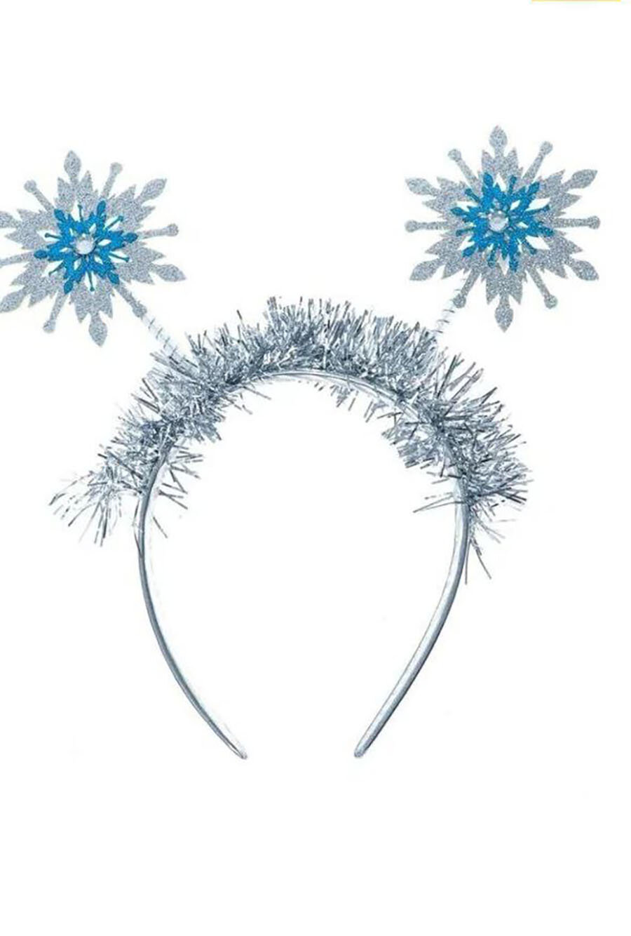 Ободок Снежинки на пружинках, Бело-Синие, Новогодний аксессуар для образа