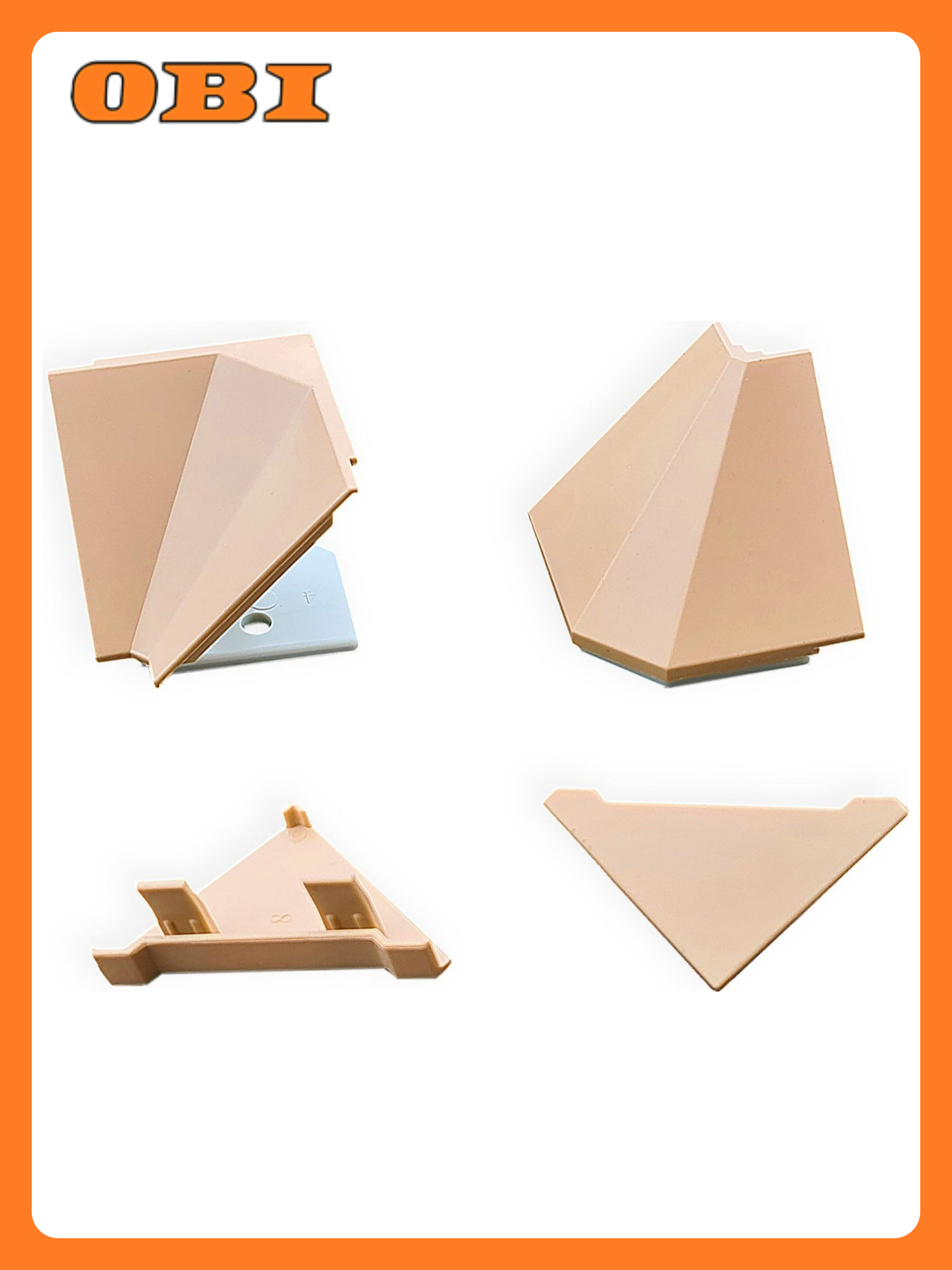 Комплект заглушек для плинтуса, пластик, матовый, бежевый, 4 шт