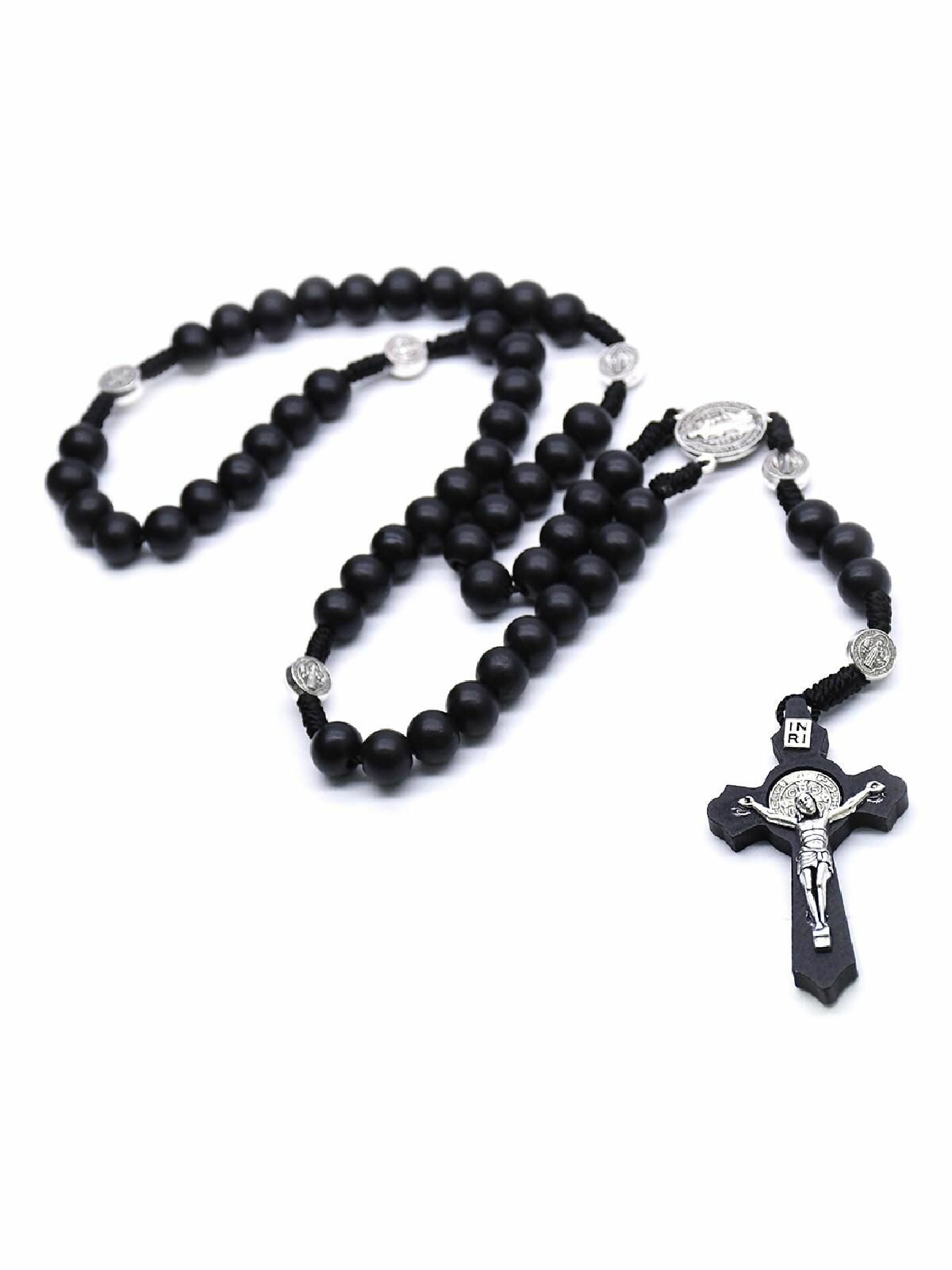 Деревянный крестик для католиков (черный)