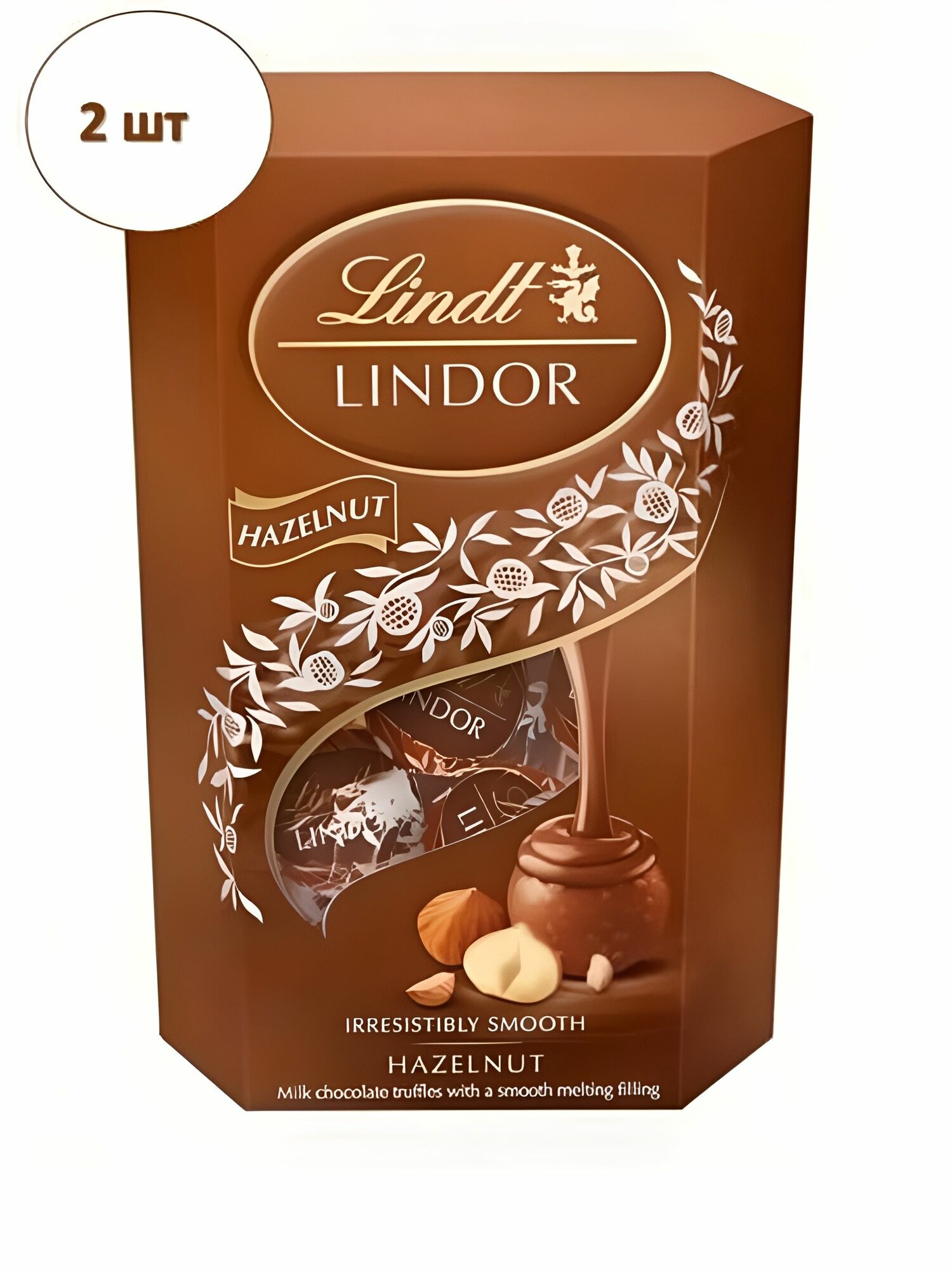 Конфеты шоколадные Lindor Hazelnut (лесной орех), 200 гр. 2 шт.