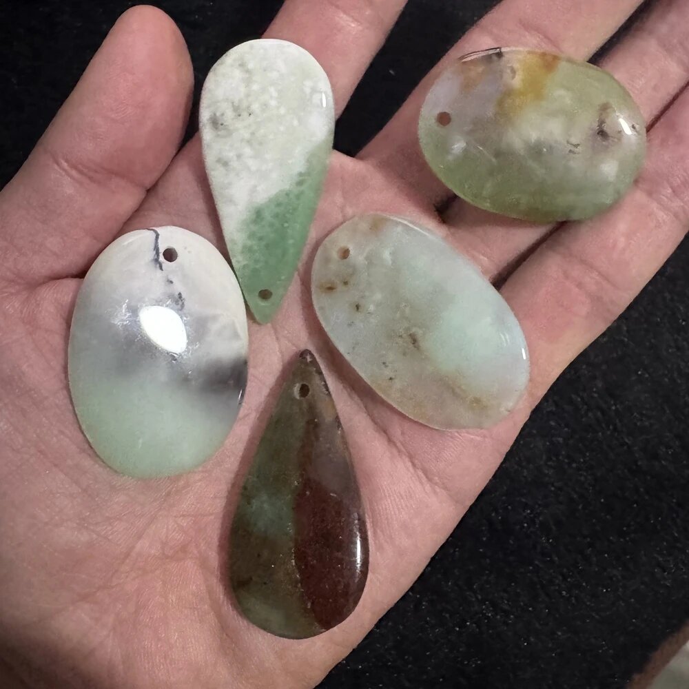 Оптовая продажа, 2 шт./лот, натуральный хризопраз, нефритовый драгоценный камень, ювелирный кулон для ожерелья, около 30-45 мм