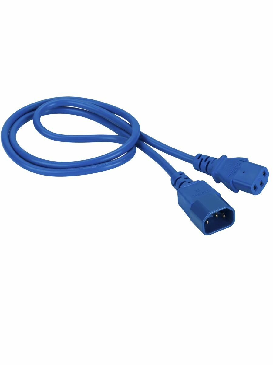 Кабель питания Lanmaster LAN-PP13/14-1.0-BL C13-C14, 3х0.75, 220В, 10А, синий, 1 метр