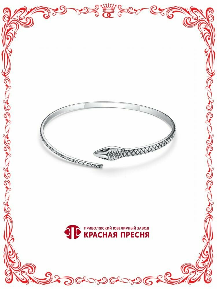 Жесткий браслет, серебро, 925 проба, оксидирование