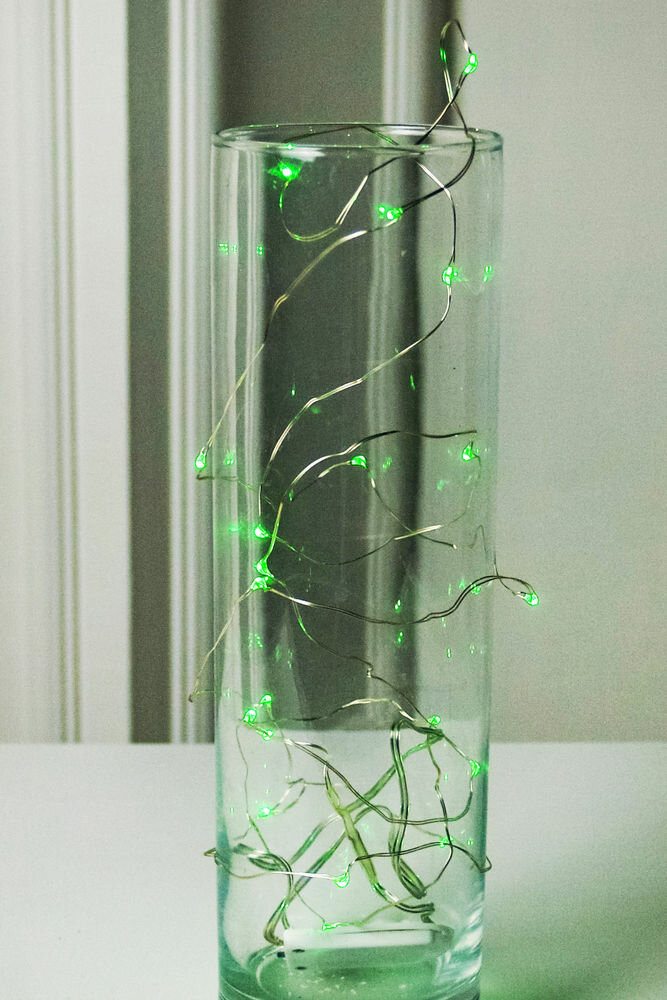 Гирлянда капельки, 20 зеленых mini-LED, серебристая проволока, 1.9+0.3 м, батарейки, SNOWHOUSE LDM020G-BO