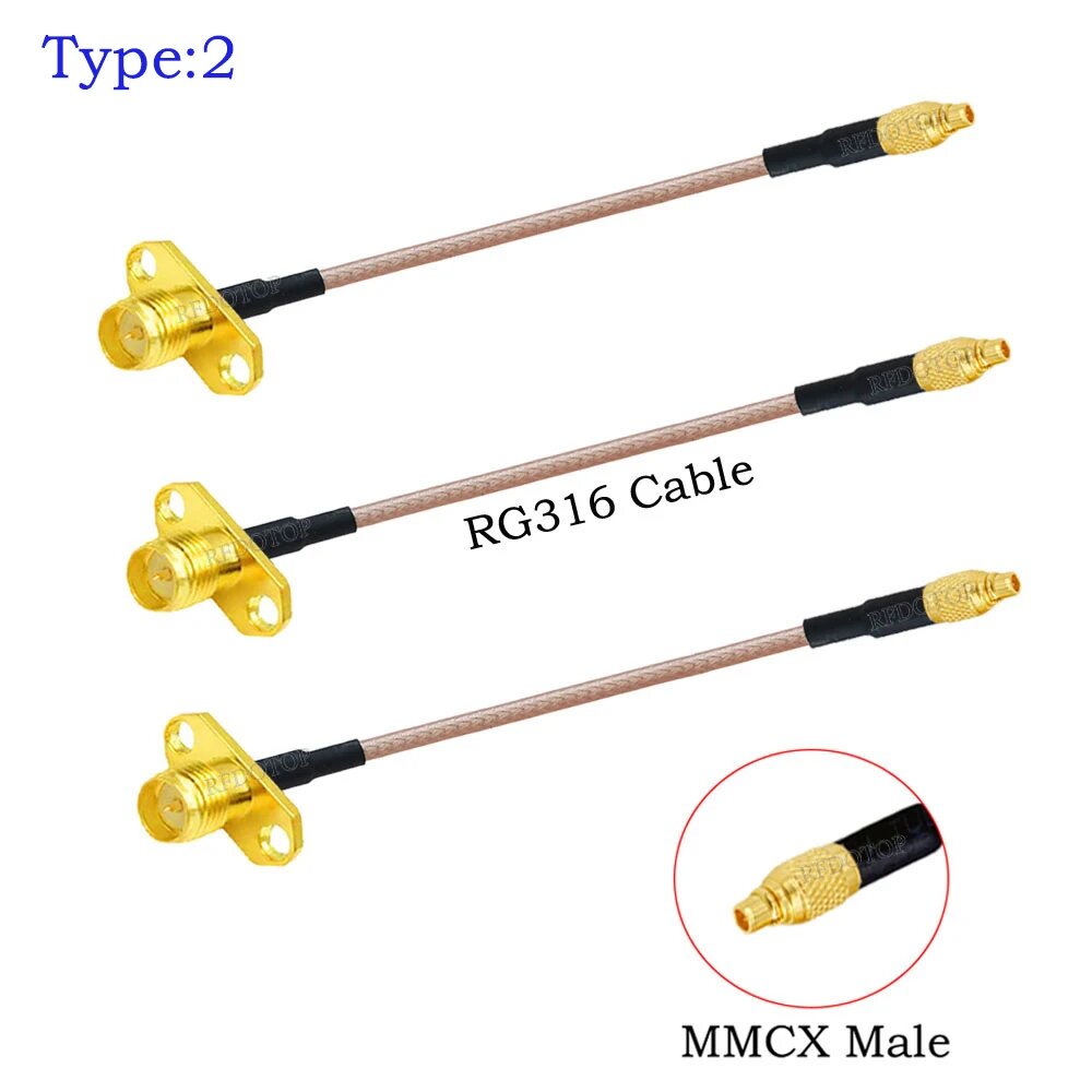 RFDOTOP RG316 SMA Female to MMCX Cable 10CM, RP SMA F2 to MMCX M