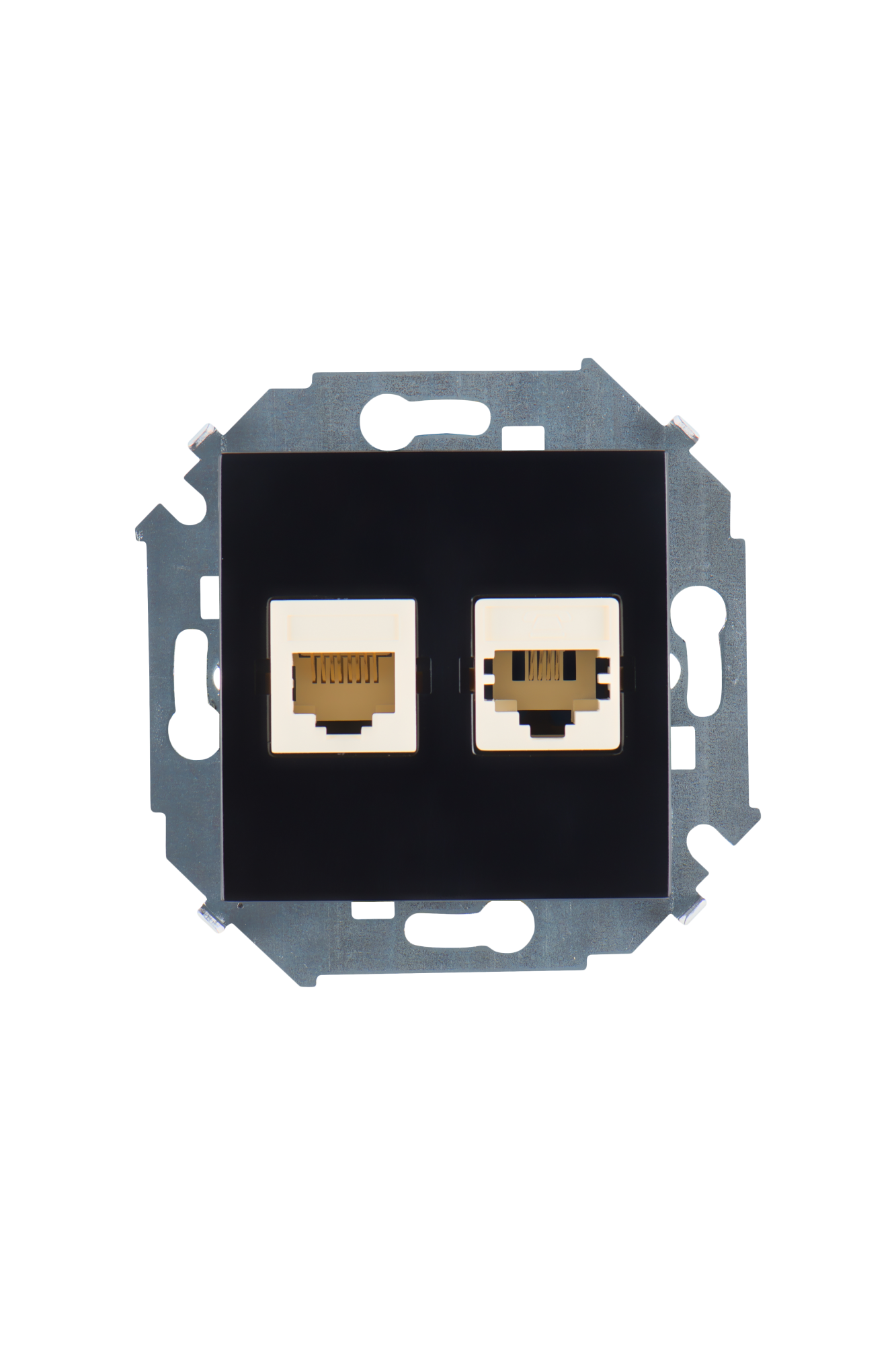 Simon 15 Черная Розетка ТЛФ + комп RJ11+RJ45 кат.5е, 1591590-032