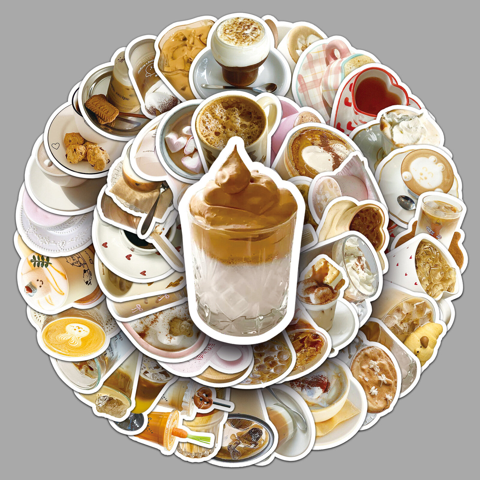 50 наклеек с кофе, креативный набор наклеек, водонепроницаемые виниловые наклейки для ноутбука, журнала, чехла для телефона, бутылки с водой, альбома для вырезок, украшения своими руками | Дизайн напитков и еды в коричневых тонах
